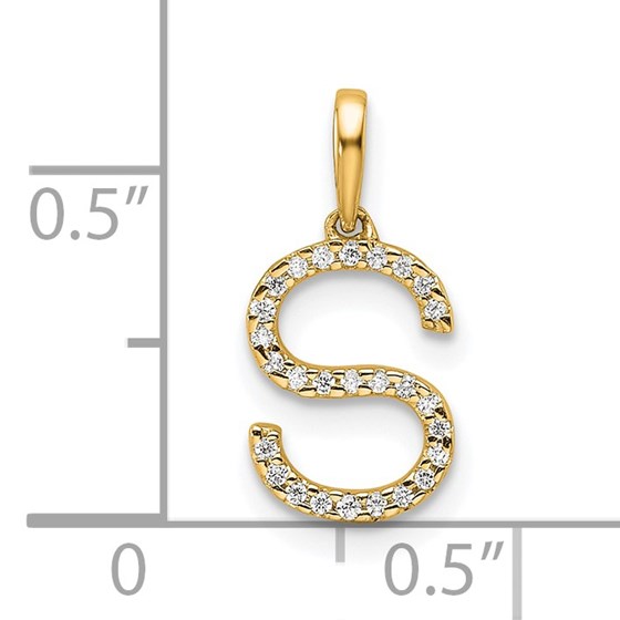 10K Yellow Gold Letter S Initial Pendant
