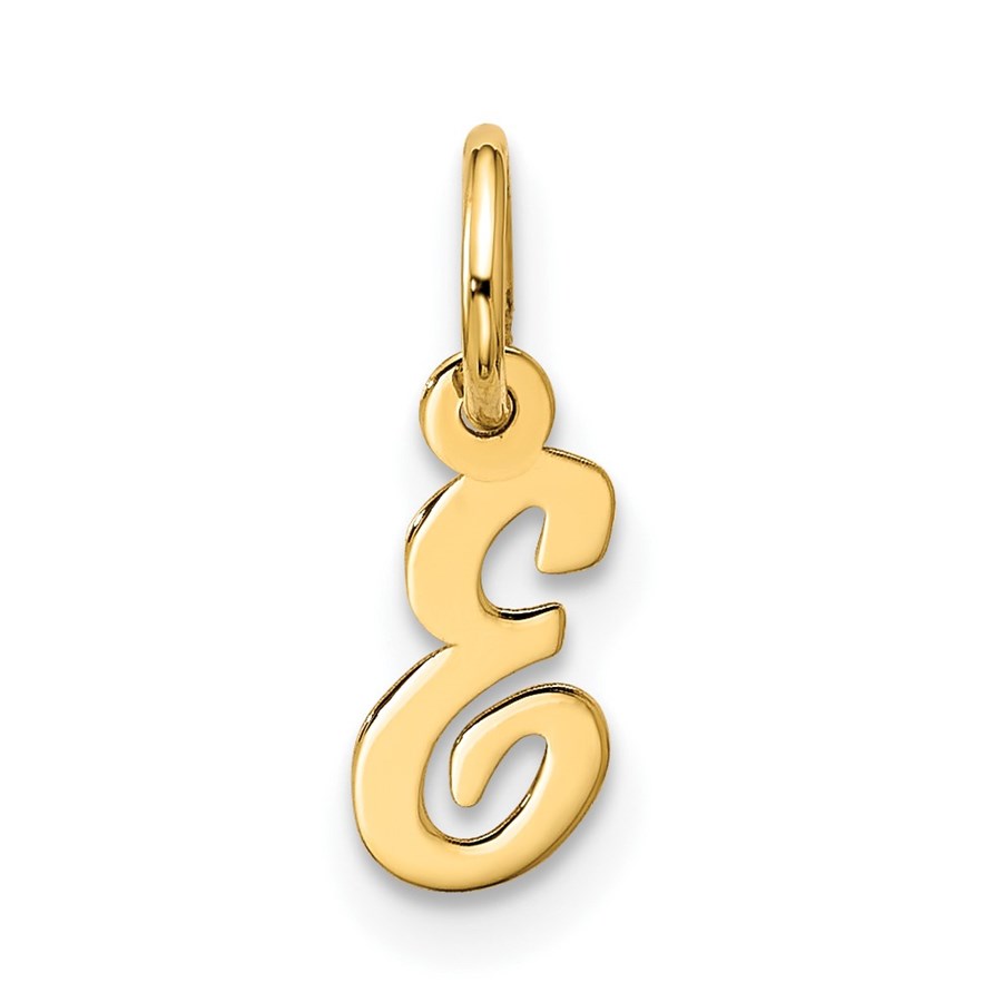 10K Yellow Gold Small Script Initial E Charm - 17.15 mm