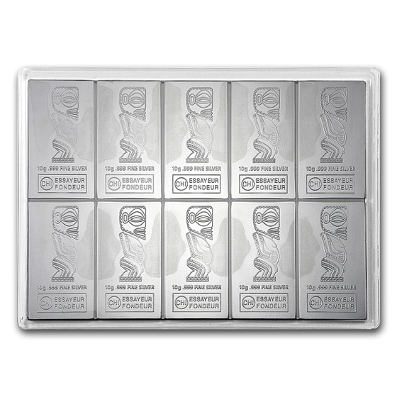 Buy 10x 10 gram Silver Bars - Valcambi Silver CombiBar (Cook Islands ...