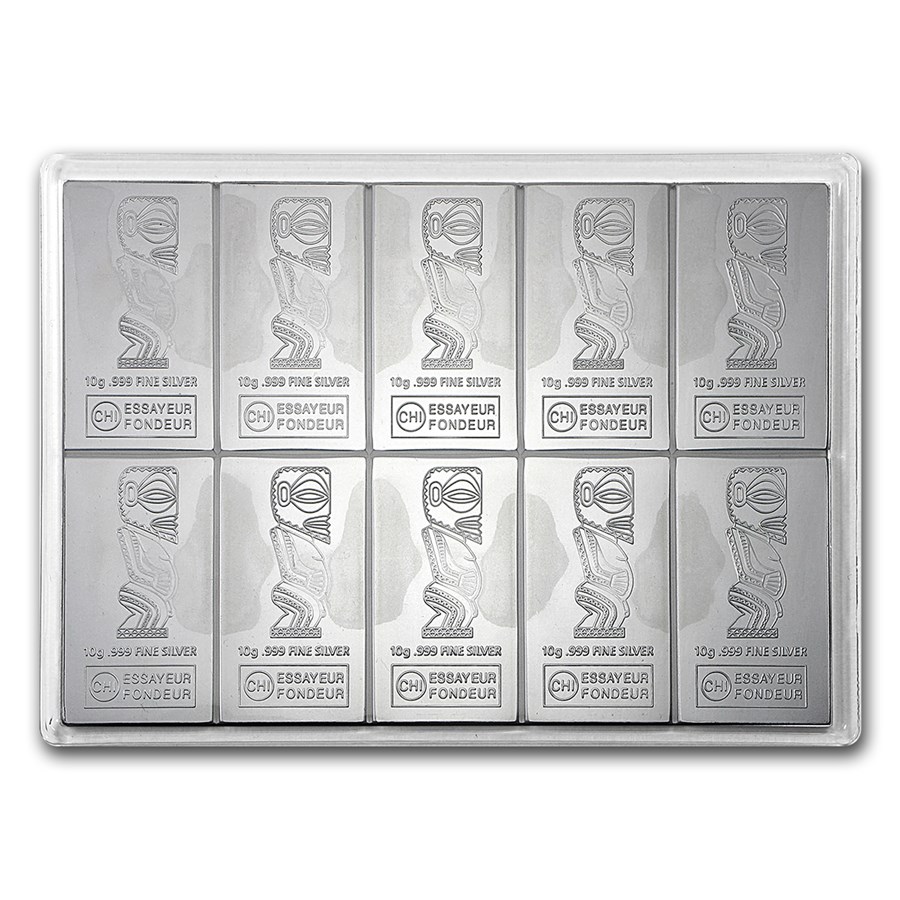 Buy 10x 10 gram Silver Bars - Valcambi Silver CombiBar (Cook Islands) | APMEX