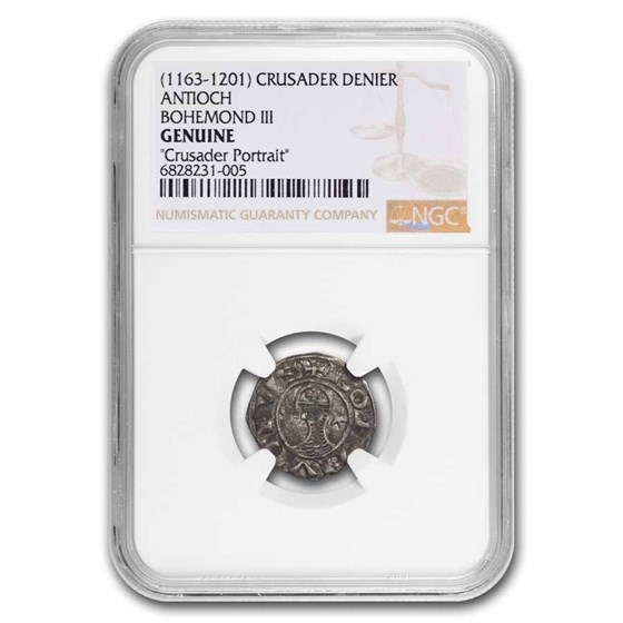 (1163-1201 AD) Crusader States Antioch AR Denier Bohemond III NGC