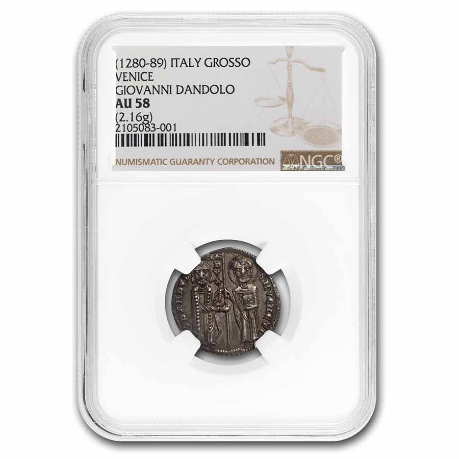 Buy (1280-89 AD) Venice Giovanni Dandolo AR Grosso AU-58 NGC | APMEX