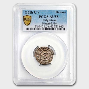 Buy (12th century) Italy-Siena AR Denaro AU-58 PCGS | APMEX