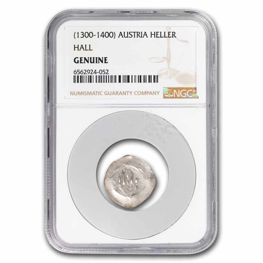 (1300-1400) Austria Silver Hand Heller Genuine NGC