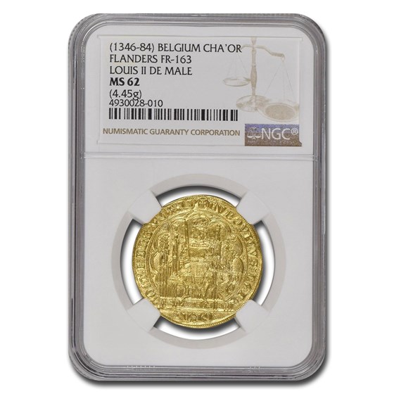 Buy 1346-1384 Belgium Gold Chaise d'Or Louis II MS-62 NGC | APMEX