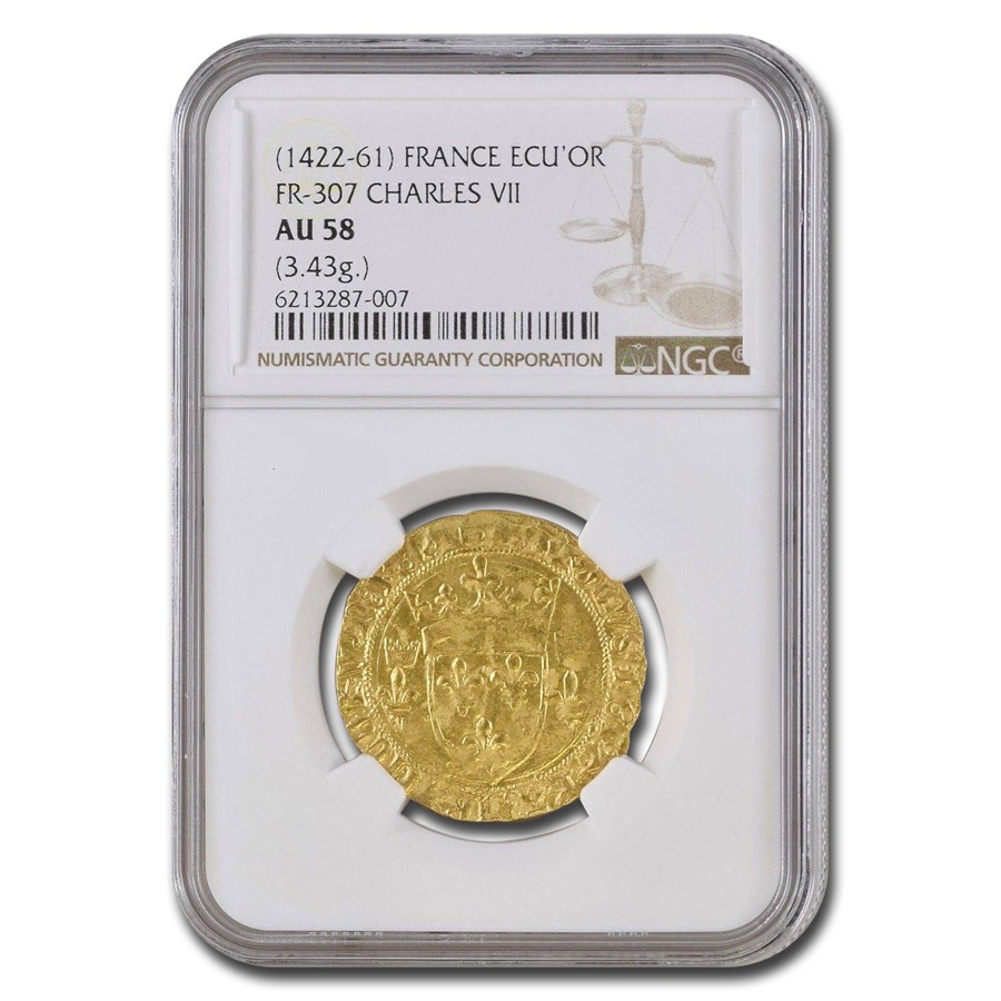 Buy 1422-1461 France Gold Ecu d'Or Charles VII AU-58 NGC | APMEX