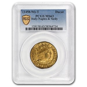 (1458-94) Italy Gold Ducat Ferdinand I MS-63 PCGS