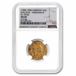 Buy 1480-1508 Archbishopric Cologne AV Goldgulden AU-50 NGC | APMEX