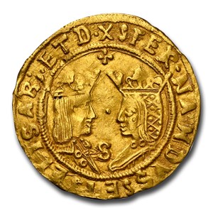 (1497-1504)-S Spain Gold 2 Excelentes Ferdinand AU-58 NGC