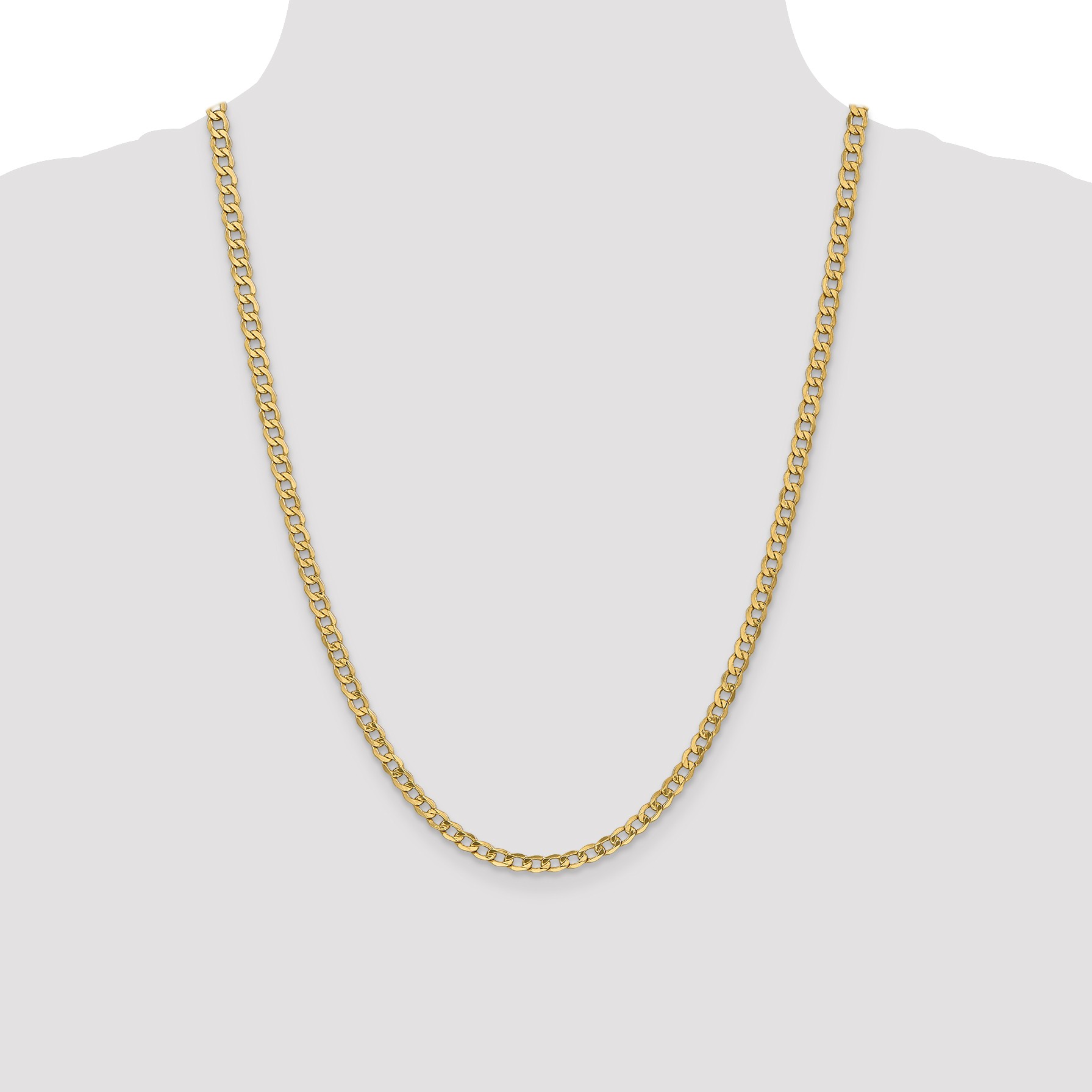 Stainless steel 24 inch solid curb chain necklace - guluartists