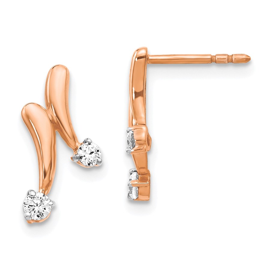 Buy 14k Rose Gold Diamond Earrings - 16 mm | APMEX