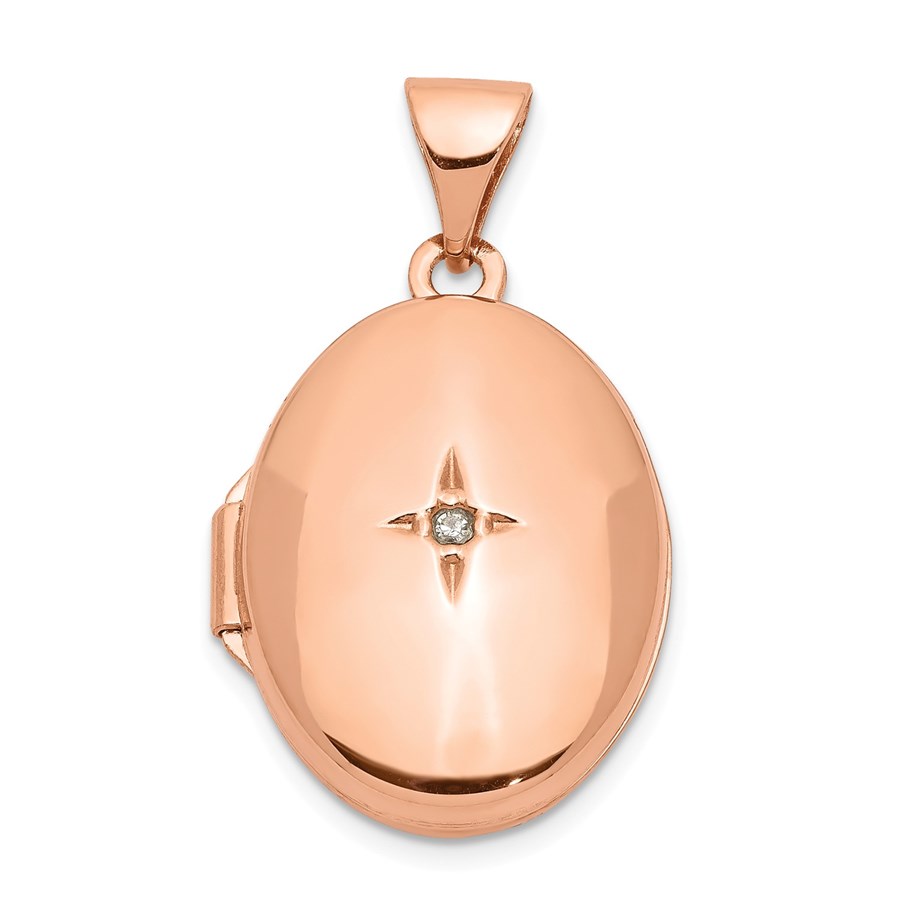 Buy 14k Rose Gold Diamond Locket - 17 mm | APMEX