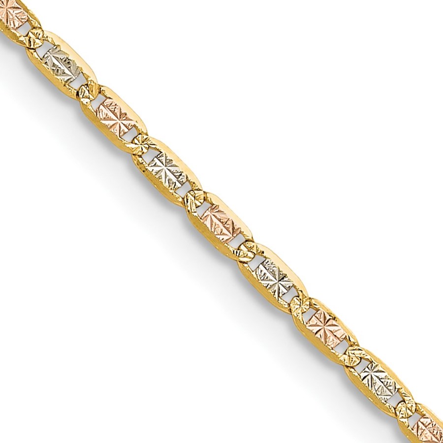 14K Tri-Color 2.0mm Gold Pav‚ Valentino Chain - 26 in.