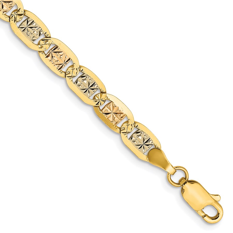 14K Tri-Color 4.65mm Gold Pav‚ Valentino Chain - 9 in.