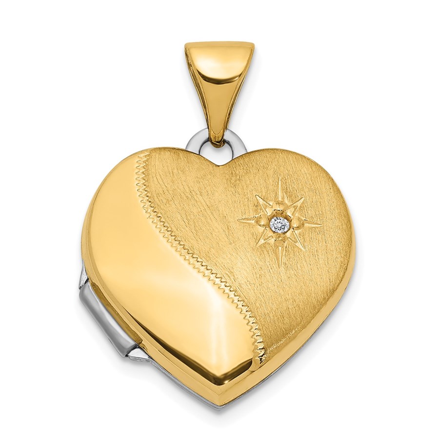 Buy 14k Two-Tone 15 mm Reversible Diamond Heart Locket | APMEX
