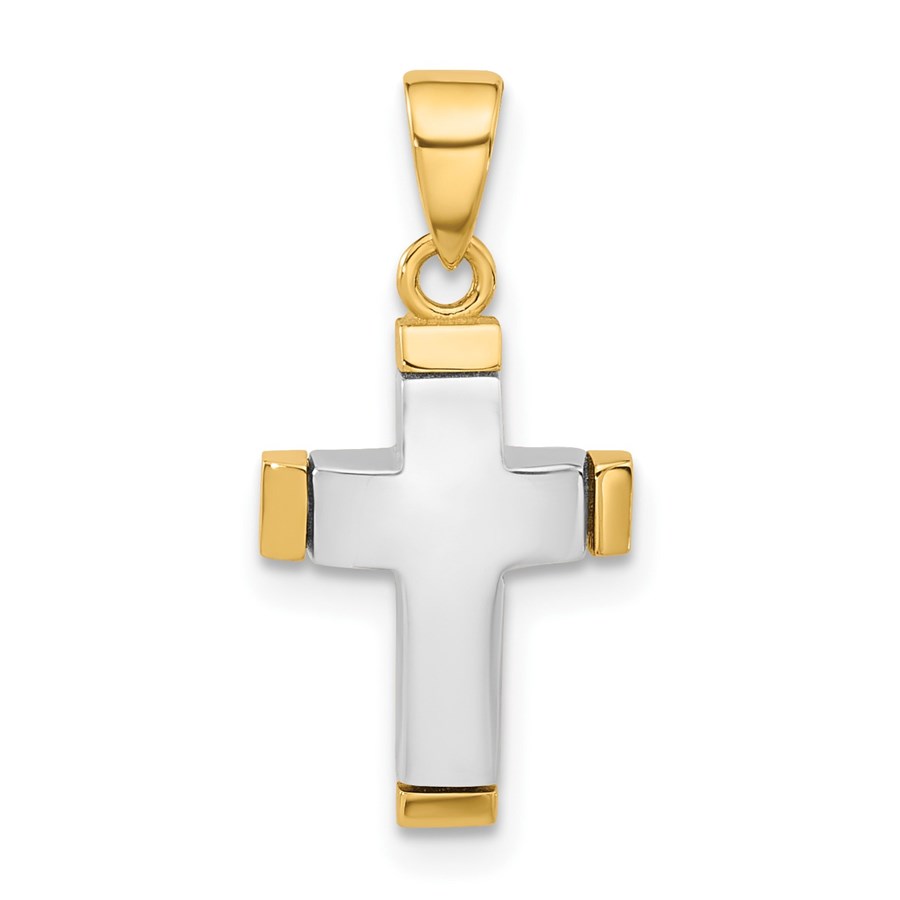 14K Two-tone Cross Pendant - 20.7 mm