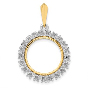 14K Two-tone Diamond 16.5 mm Prong Coin Bezel Mounting