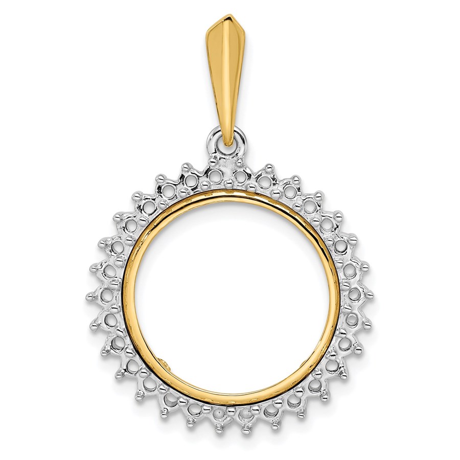Buy 14K Two-tone Dia 16.5 mm Prong Coin Bezel Pend | APMEX