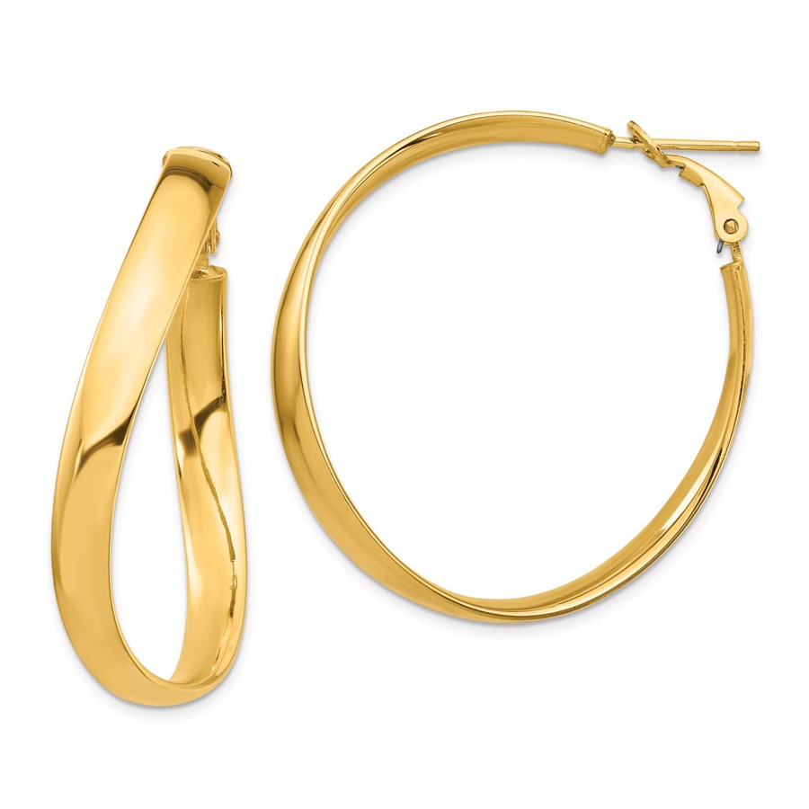 Buy 14k Wavy Omega Back Hoop Earrings - 5x39 mm | APMEX