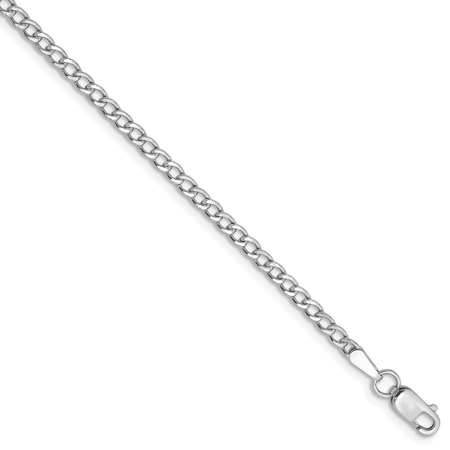 Buy 14k White Gold 2.5 mm Semi-Solid Curb Link Chain - 9 in. | APMEX