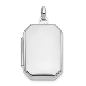 14K White Gold 20x15mm Curved Rectangle Locket - 26.75 mm