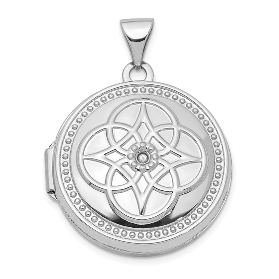 Buy 14k White Gold 22 mm Diamond Locket Pendant | APMEX