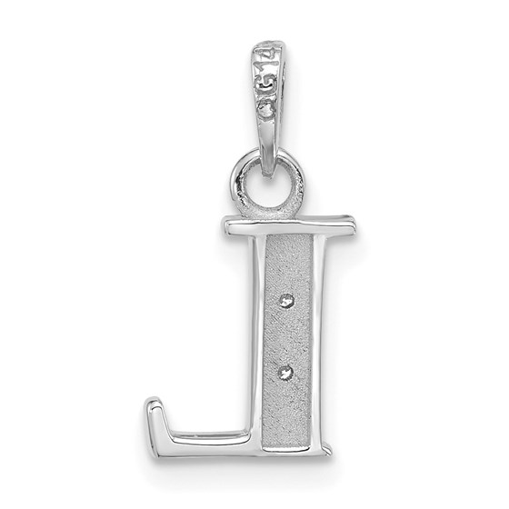 14K White Gold Diamond Letter L Initial Pendant - 18 mm