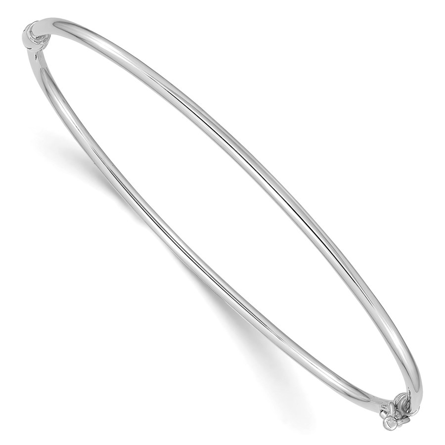 14K White Gold Hinged Bangle Bracelet - 7 in.