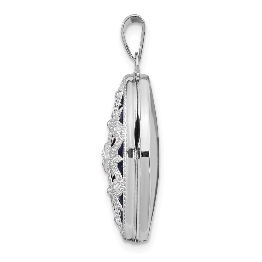 Buy 14k White Gold Oval w/Diamond Vintage Locket - 30 mm | APMEX