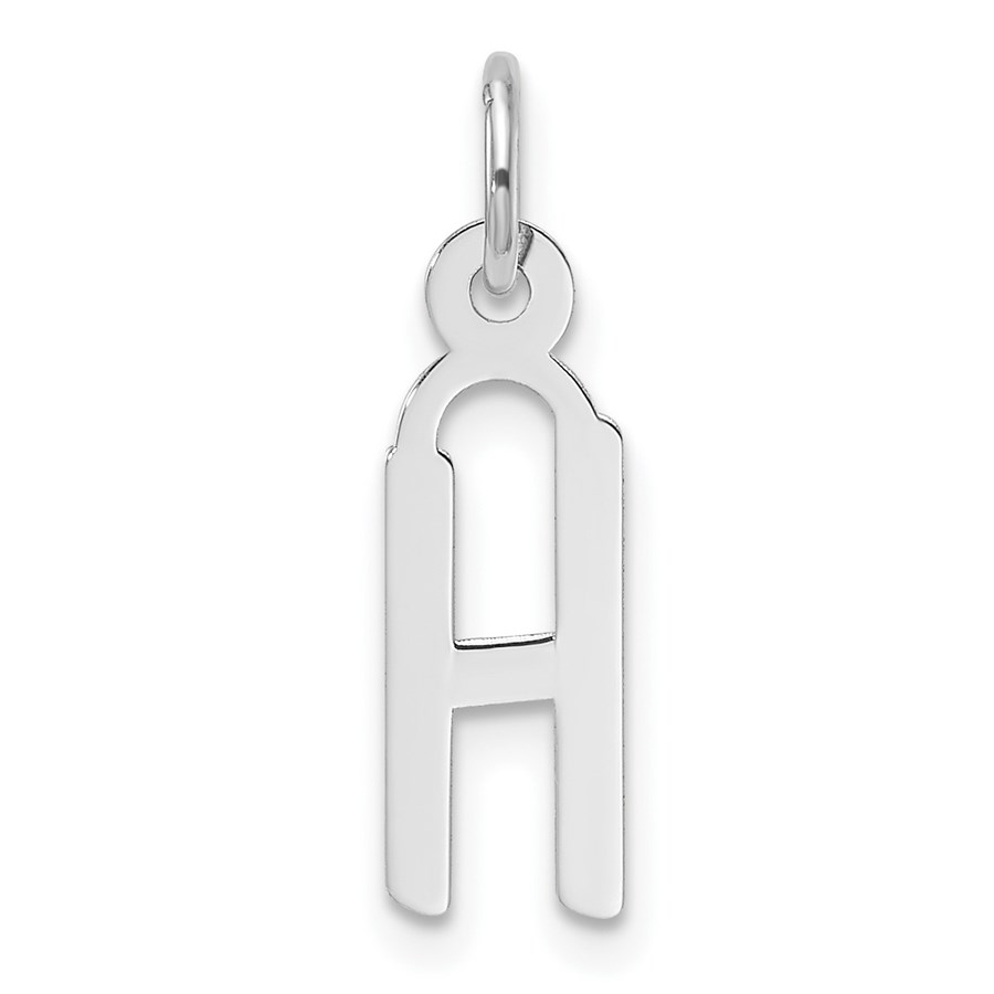 14K White Gold Slanted Block Letter H Initial Charm - 20.3 mm