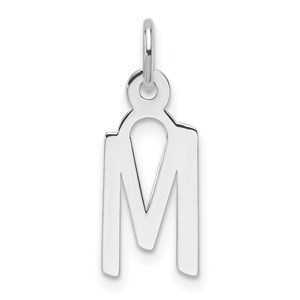 14K White Gold Slanted Block Letter M Initial Charm - 20.3 mm
