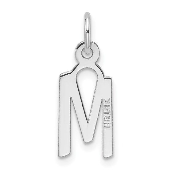 14K White Gold Slanted Block Letter M Initial Charm - 20.3 mm