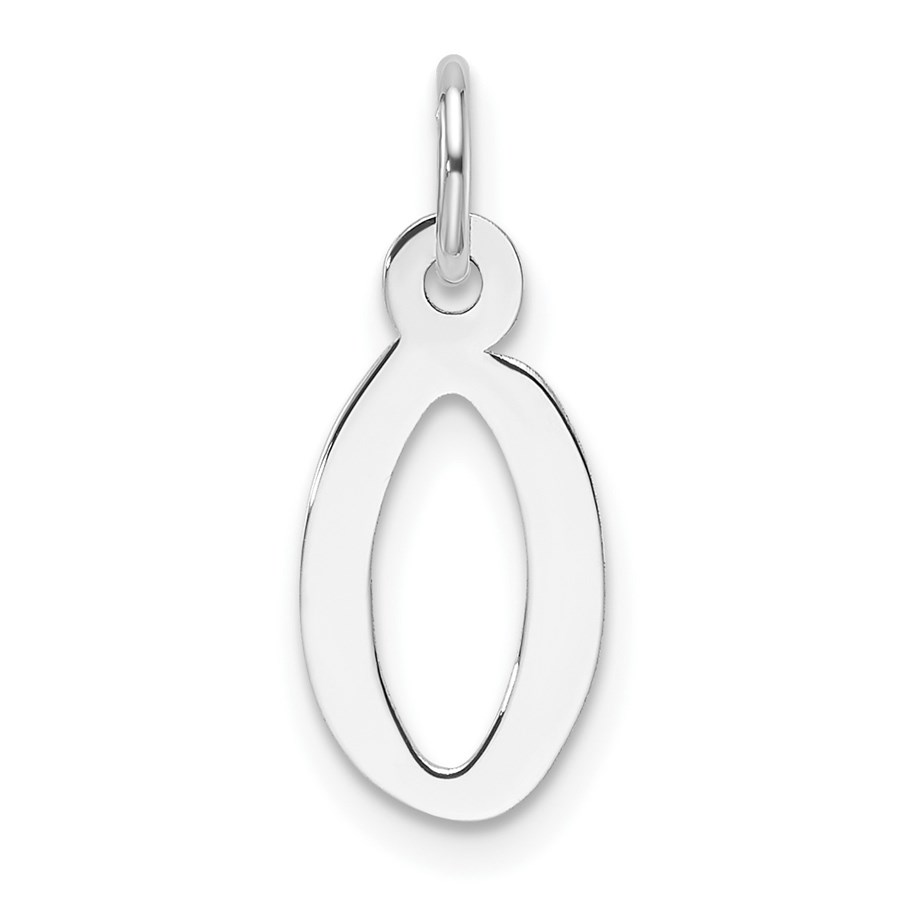 14K White Gold Slanted Block Letter O Initial Charm - 18.6 mm