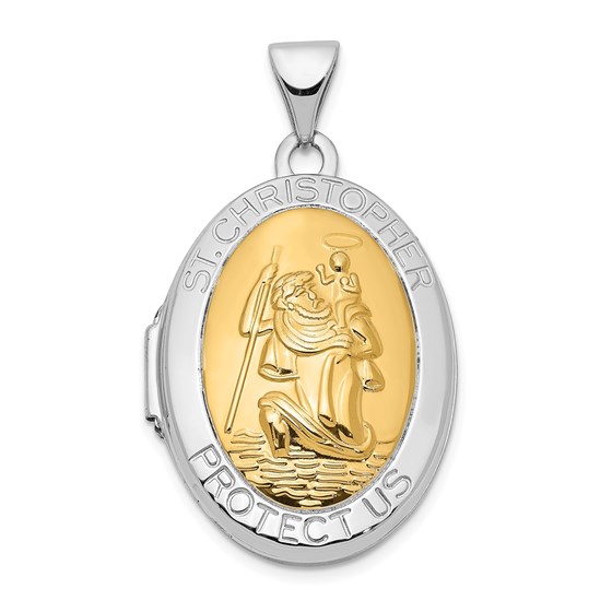 Buy 14k White Gold w/ Yellow Gold Saint Christopher Locket Pendant | APMEX