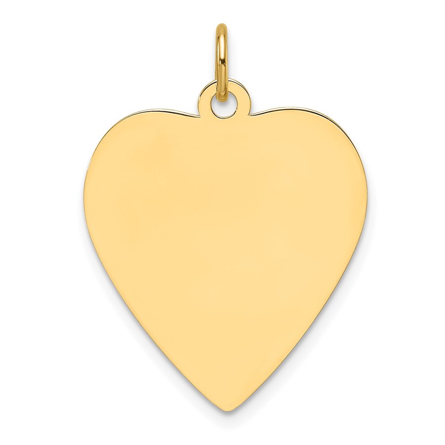 14K Yellow Gold .018 Gauge Engravable Heart Disc Charm - 28.8 mm