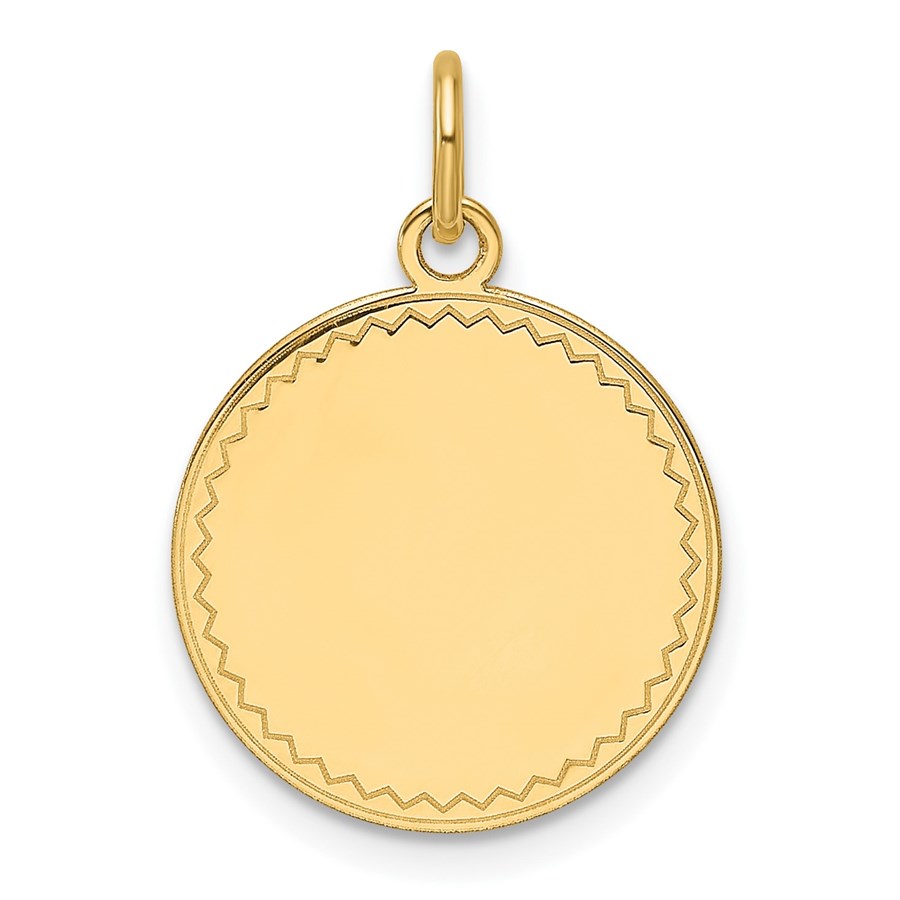 14K Yellow Gold .018 Gauge Engravable Round Disc Charm - 21.5 mm