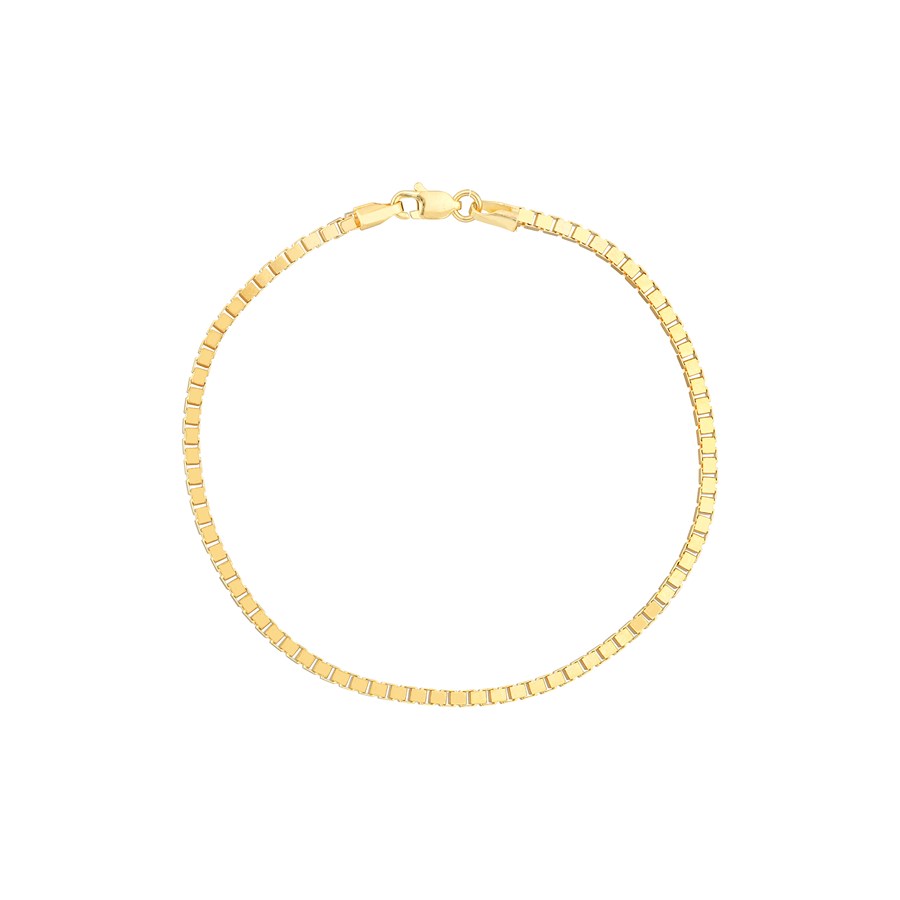 14K Yellow Gold 2 mm Box Chain Bracelet W Lobster - 7.25 in.