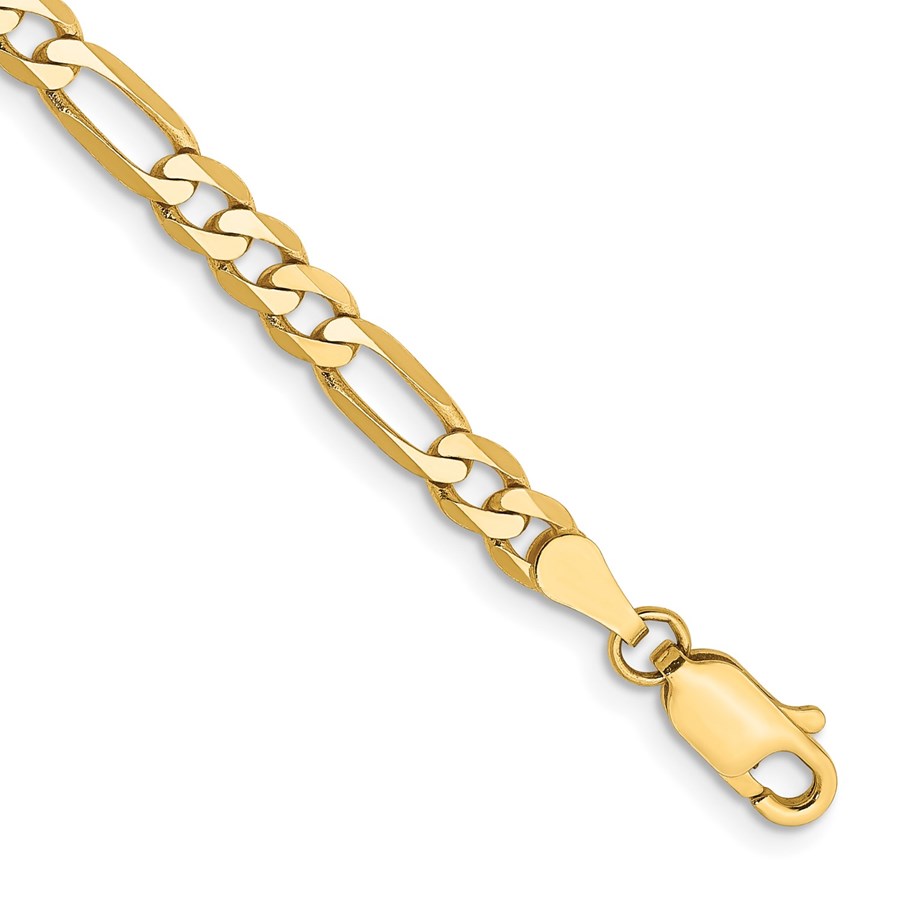 14K Yellow Gold 4mm Flat Figaro Chain - 9 in.