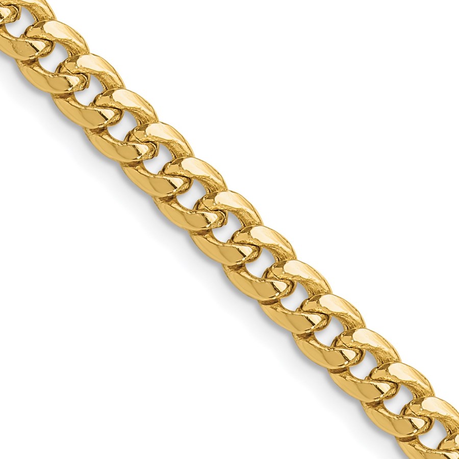 14K Yellow Gold 5.25mm Semi-Solid Miami Cuban Chain - 24 in.
