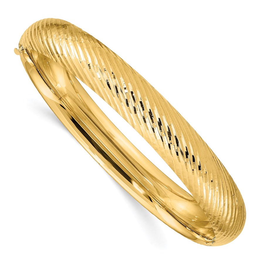 Buy 14k Yellow Gold 7/16 Textured Bangle - 7.5 in. | APMEX