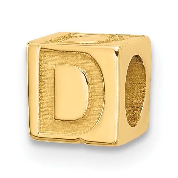 14K Yellow Gold Alphabet Bead Letter D