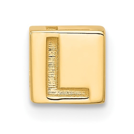 14K Yellow Gold Alphabet Bead Letter L
