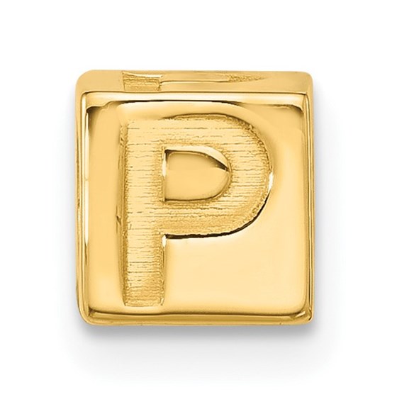 14K Yellow Gold Alphabet Bead Letter P