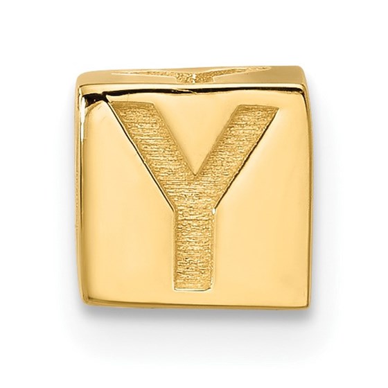 14K Yellow Gold Alphabet Bead Letter Y