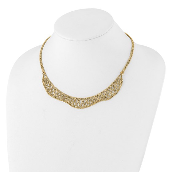 14K Yellow Gold Braided Rope Chain Drape Necklace - 17.25 in.