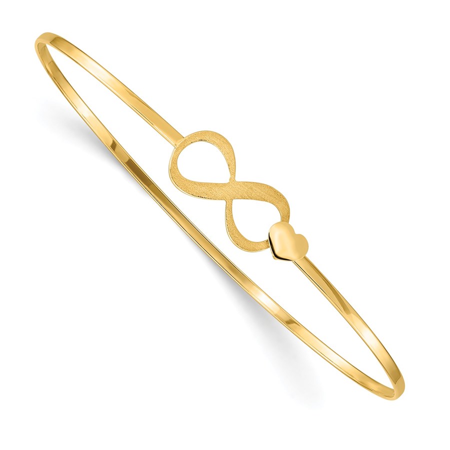 Buy 14k Yellow Gold Brush Pol Infinity Heart Bangle | APMEX