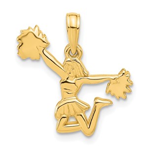 14K Yellow Gold Cheerleader Pendant - 19.5 mm
