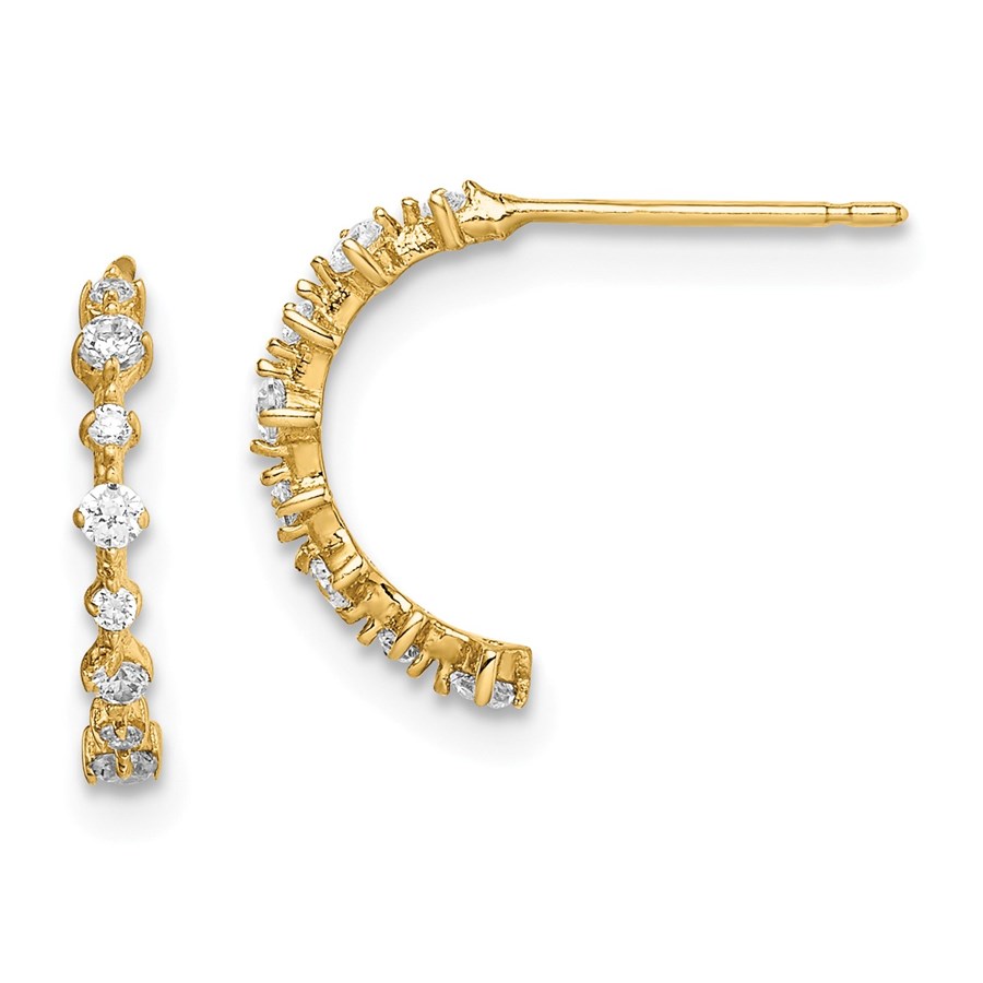 Buy 14k Yellow Gold Cubic Zirconia J-Hoop Post Earrings | APMEX