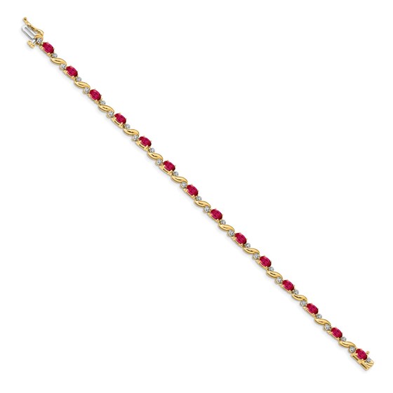 Buy 14k Yellow Gold Diamond and Ruby Wave Bracelet - 7 in. | APMEX