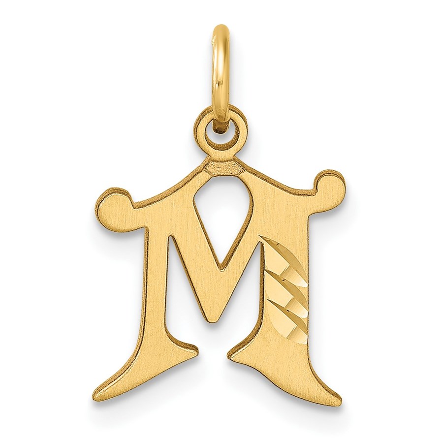 14K Yellow Gold Diamond-cut Letter M Initial Charm - 20 mm